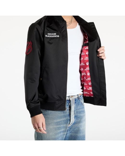 Mitchell & Ness Jacket Nhl Team Leader Satin Current Logo Blackhawks ...