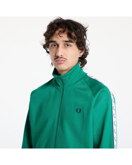 Fred Perry Jacket Taped Track Jacket in Green for Men | Lyst