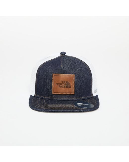 The North Face Cap Half Dome Trucker Denim/ Leather Patch in Blue | Lyst