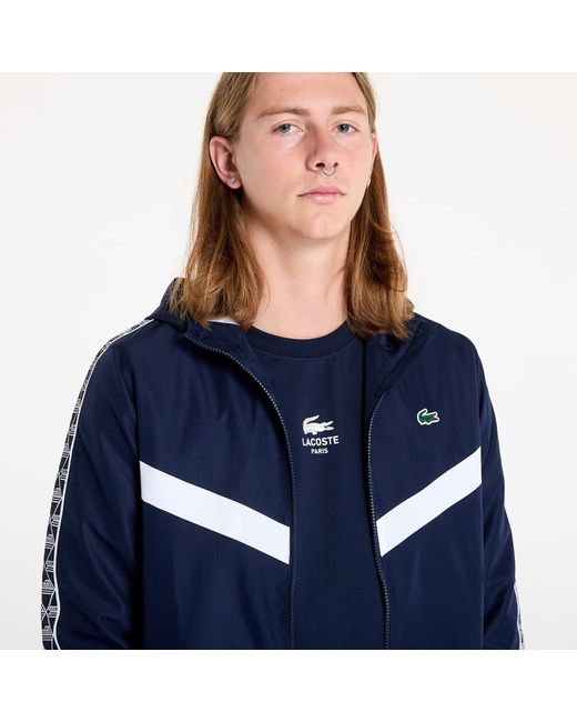 Lacoste Jacket Tennis Monogram Track Jacket in Blue for Men | Lyst