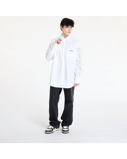 Off-White c/o Virgil Abloh Shirt Diag Outl Popl Over Shirt in White for ...