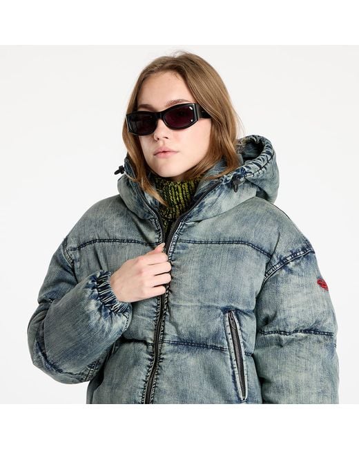 DIESEL Jacket W-Aves Cropped Puffer Jacket in Blue | Lyst