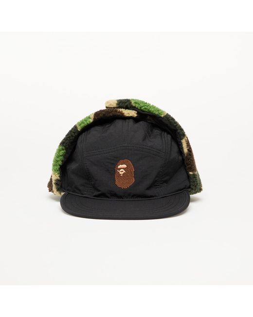A Bathing Ape Abc Camo Puffy Flight Cap in Black | Lyst