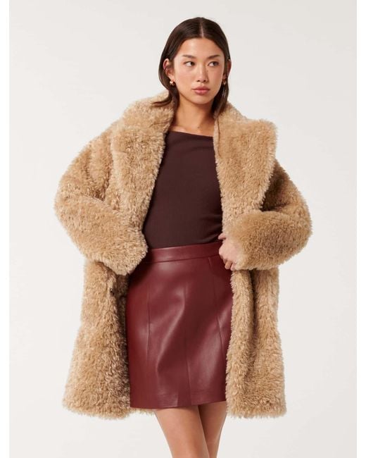 Forever New Sally Faux Fur Coat in Brown | Lyst UK