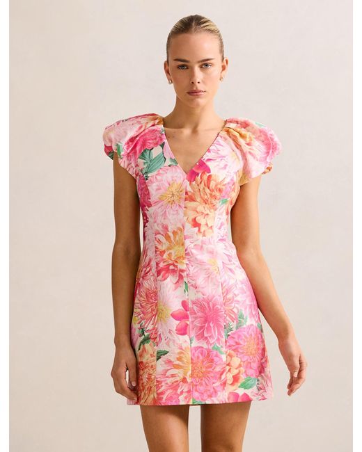 Forever New Elyssa Puff-Sleeve Mini Dress in Pink | Lyst UK