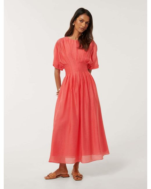 Forever New Eve Petite Seam Detail Midi Dress in Red | Lyst UK