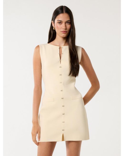 Forever New Mimi Hook And Eye Detail Mini Dress in Natural | Lyst UK