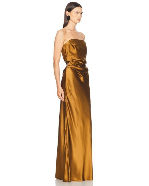 The Sei Strapless Arm Drape Gown in Metallic | Lyst
