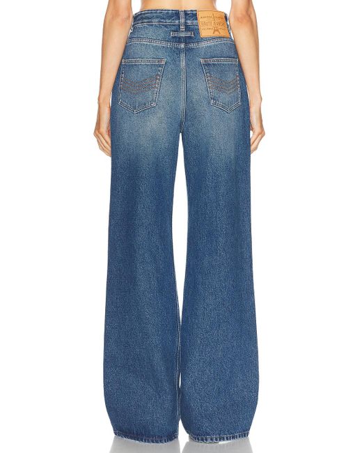 Jean Paul Gaultier One Leg Button Detail Wide Leg in Blue | Lyst