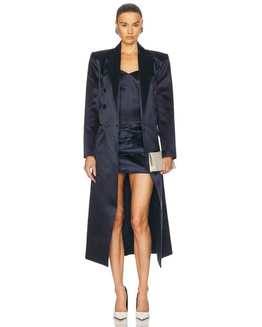 Alex Perry Oversized Duchess Satin Coat in Blue | Lyst