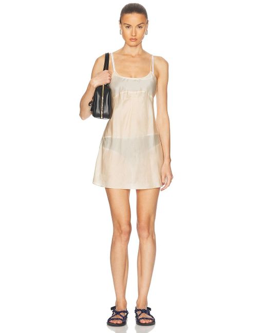 Miu Miu Mini Slip Dress in Natural | Lyst