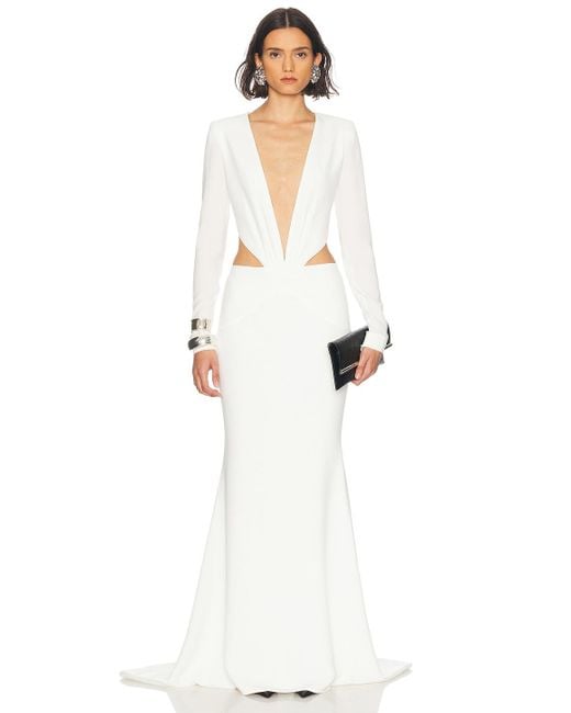 Monot Cut Out Draped Gown in White | Lyst