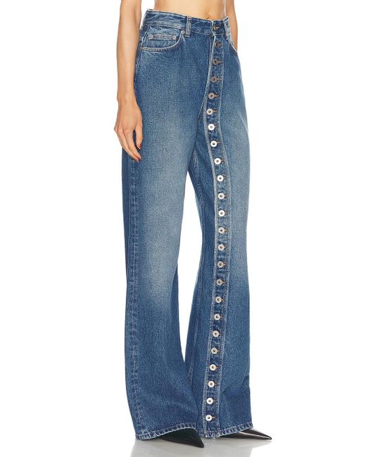 Jean Paul Gaultier One Leg Button Detail Wide Leg in Blue | Lyst