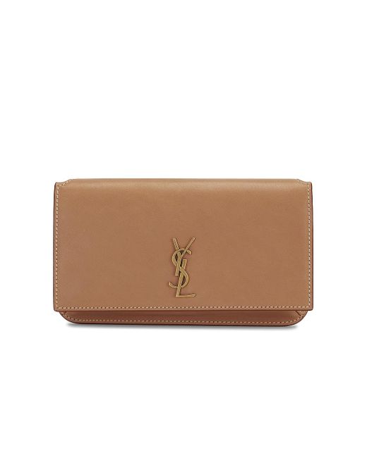 Saint Laurent Phone Holder Strap Bag In Brown Lyst Saint Laurent Phone Holder Strap Bag In Brown Lyst