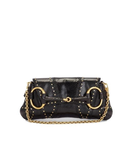 Gucci Python Horsebit Clutch in Black | Lyst