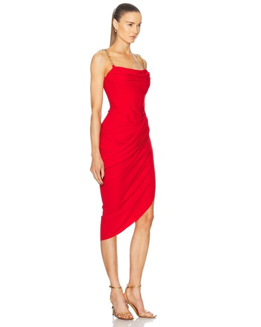 Carolina Herrera Chain Strap Midi Dress in Red | Lyst