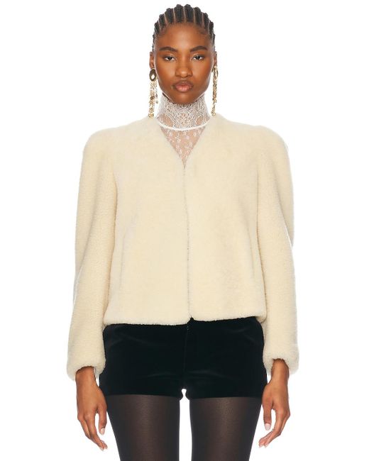 Chloé Crop Fur Jacket in Natural | Lyst