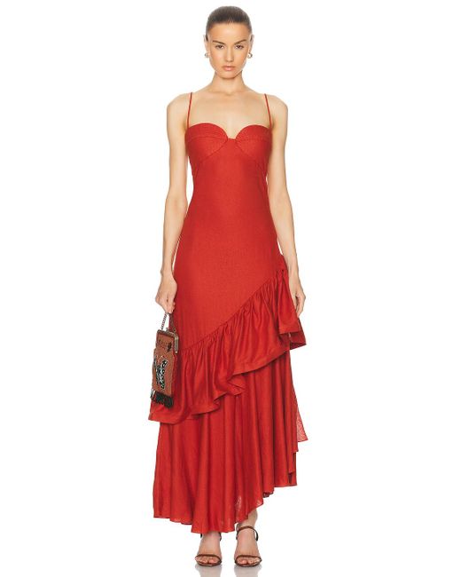 Johanna Ortiz Acercate Mas Ankle Dress in Red | Lyst