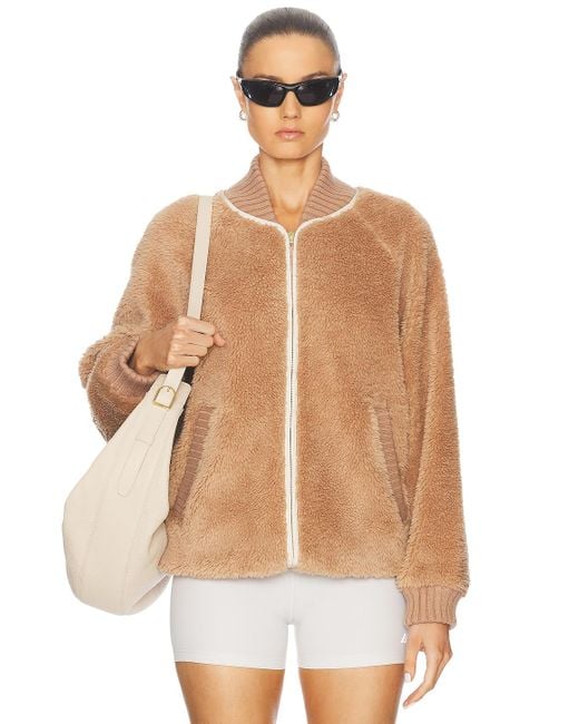 Varley Ella Longline Sherpa Bomber Jacket in Natural | Lyst