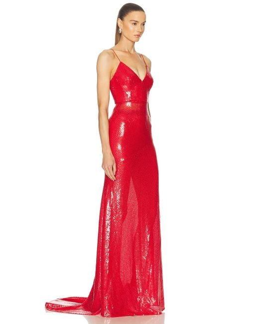 Alex Perry Sequined Bikini Gown in Red | Lyst
