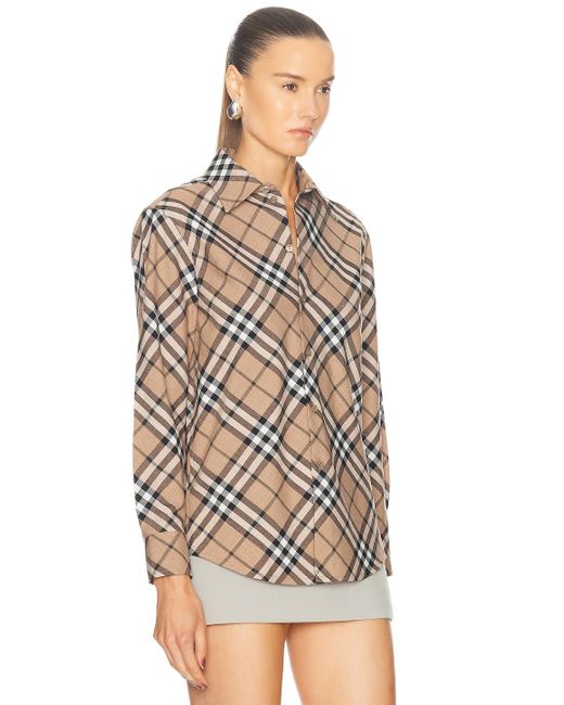 Burberry Button Up Top in White | Lyst