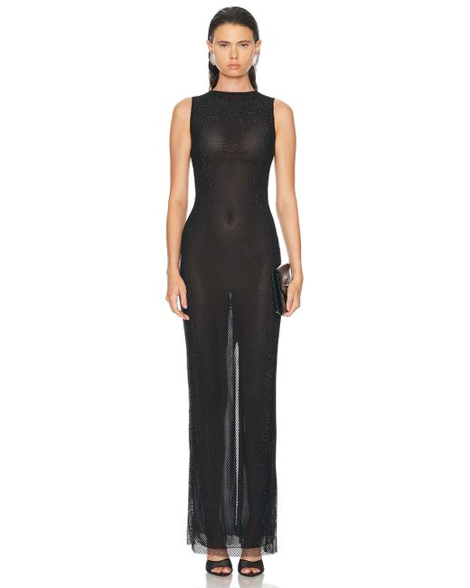 Monot Crystal Net Sleeveless Maxi Dress in Black | Lyst