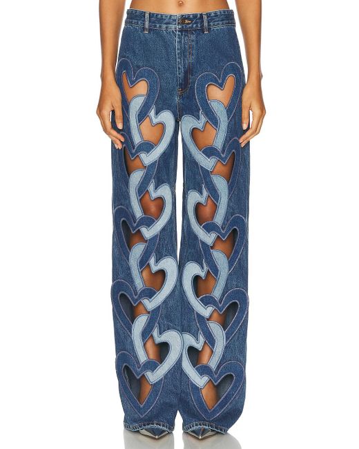 Area Heart Cutout Wide Leg in Blue | Lyst