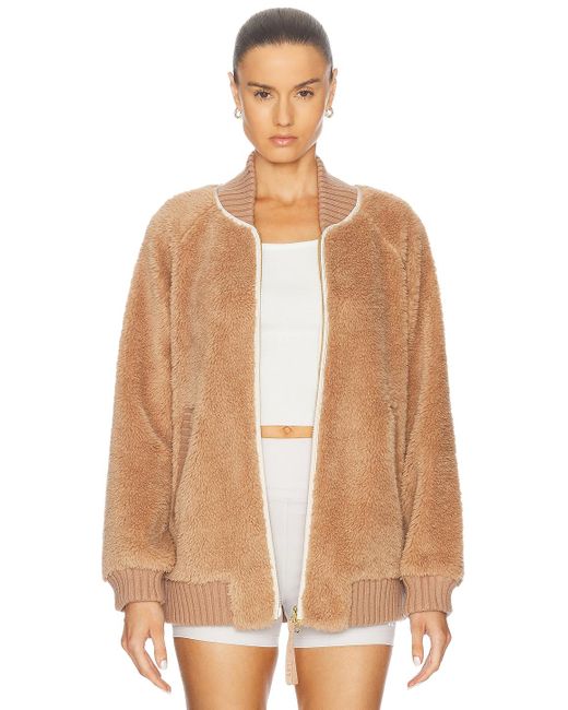 Varley Ella Longline Sherpa Bomber Jacket in Natural | Lyst