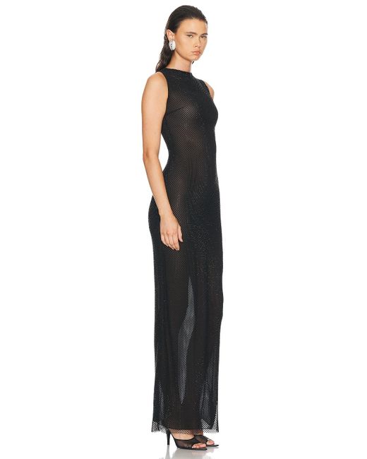 Monot Crystal Net Sleeveless Maxi Dress in Black | Lyst