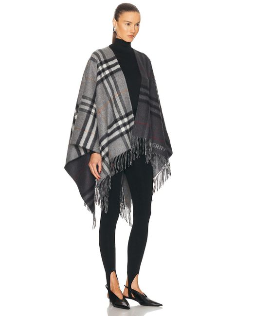 Burberry Giant Check Split Cape in Black | Lyst
