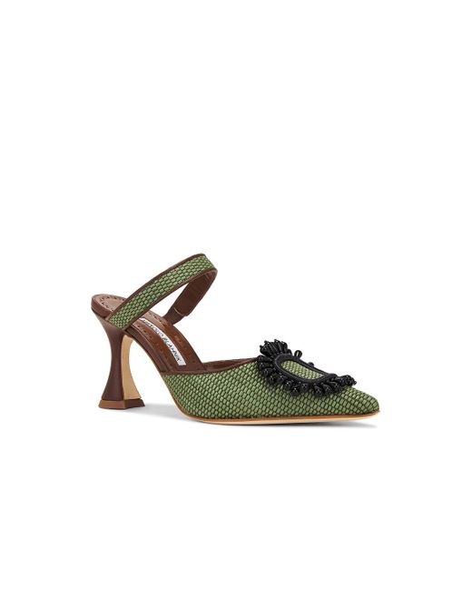 Manolo Blahnik Atika 90 Mule in Green | Lyst