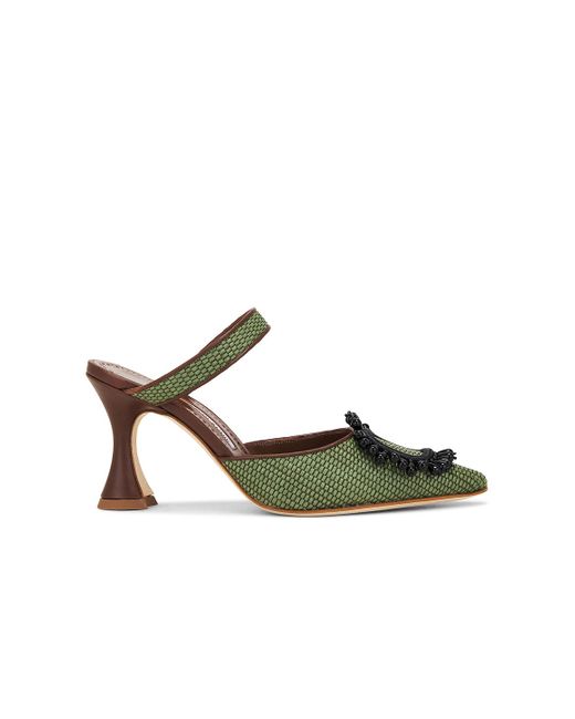 Manolo Blahnik Atika 90 Mule in Green | Lyst