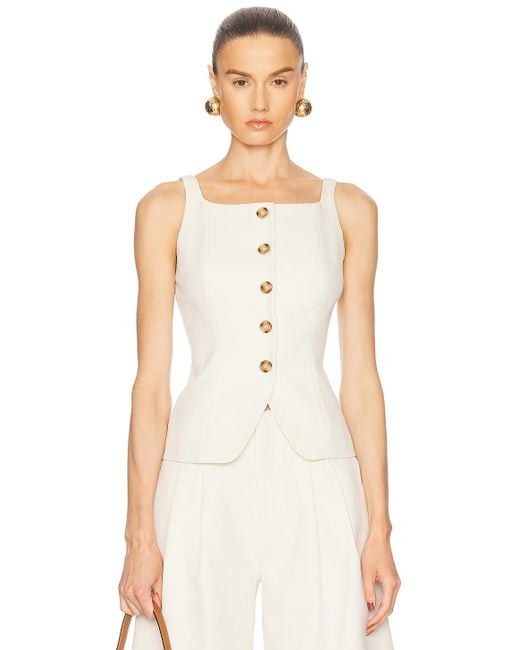 Nicholas Square Neck Button Through Top in White | Lyst