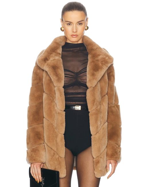Yves Salomon Rex Rabbit Bands Coat in Brown Lyst