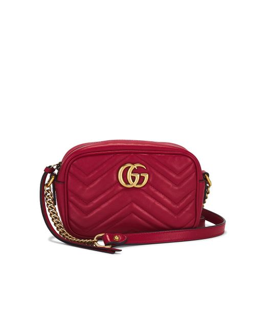Gucci Gg Marmont Shoulder Bag in Red | Lyst