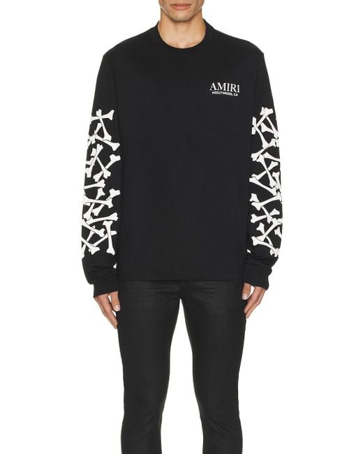 Amiri Bones Stacked Long Sleeve Tee in Black for Men | Lyst