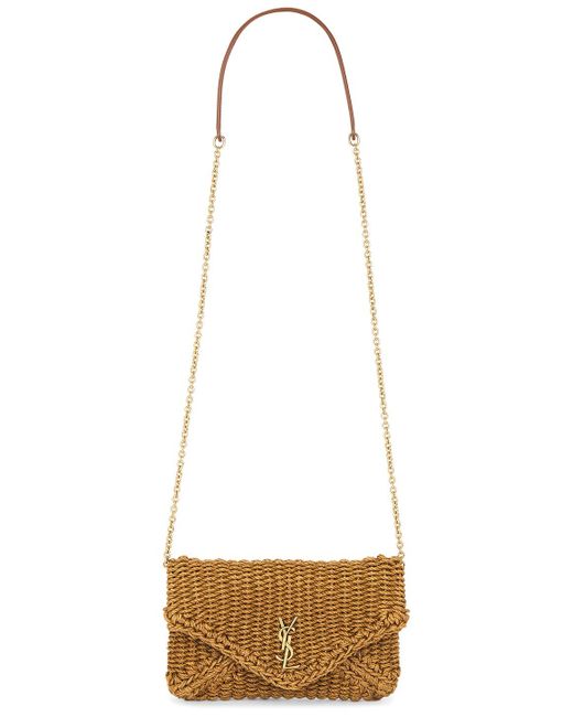 Saint Laurent Small Pouch On Chain in White | Lyst