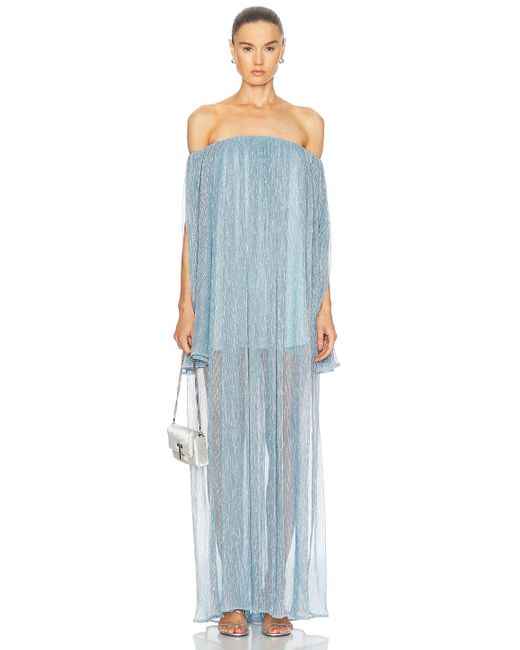 Caroline Constas Corinthia Off Shoulder Pleated Gown in Blue | Lyst