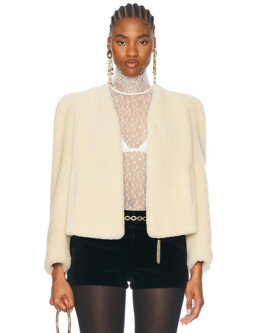 Chloé Crop Fur Jacket in Natural | Lyst