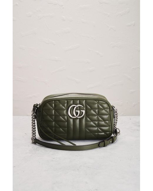Gucci Aria Gg Marmont Shoulder Bag in Green | Lyst