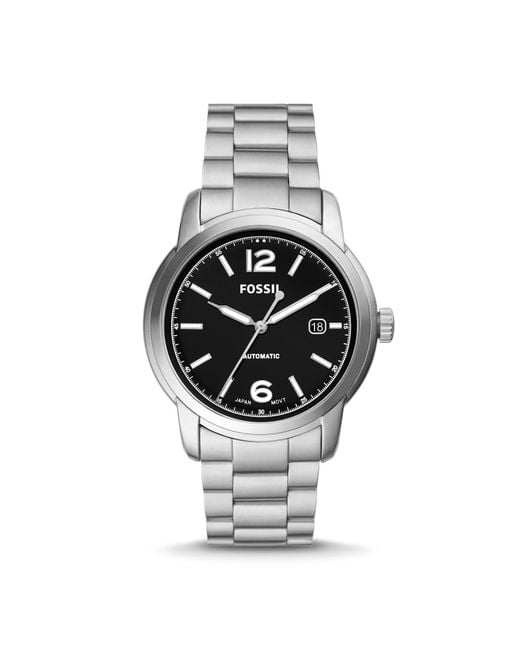 Fossil Heritage Automatic Stainless Steel Watch in Metallic for Men | Lyst