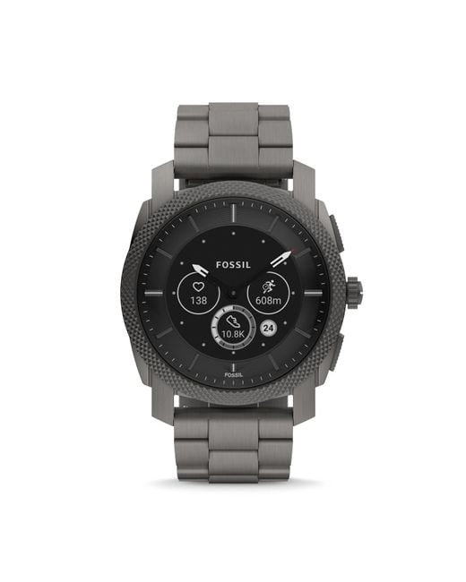Fossil Machine Gen 6 Hybrid Smartwatch Smoke Stainless Steel in Gray | Lyst