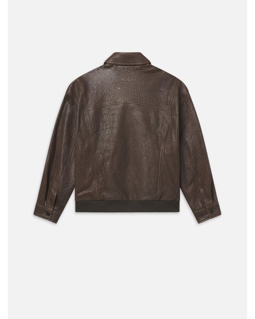 FRAME Textured Leather Bomber in Brown | Lyst UK
