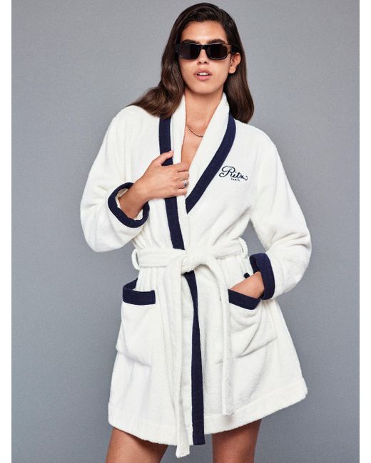 FRAME Ritz Terry Bathrobe in White | Lyst