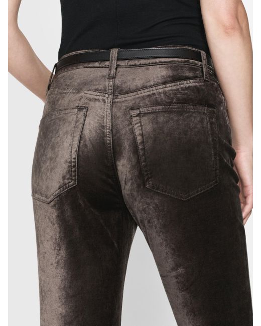 FRAME Le Crop Mini Boot Velvet in Gray | Lyst
