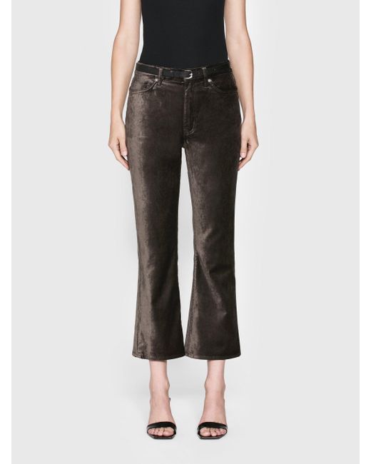 FRAME Le Crop Mini Boot Velvet in Gray | Lyst
