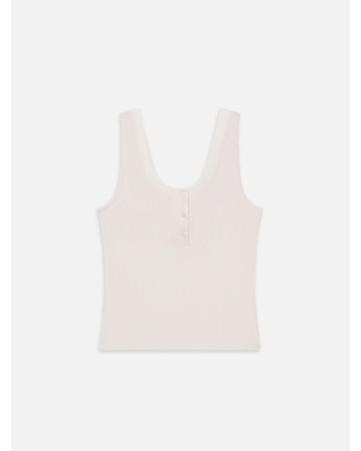 FRAME The Satin Trim Tank in White | Lyst