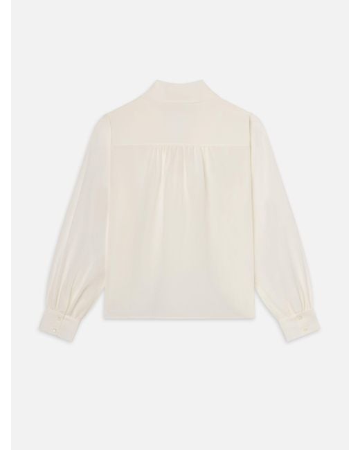 FRAME The Silk Tie Blouse in White | Lyst