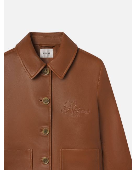 FRAME Ritz Femme Leather Jacket in Brown | Lyst UK