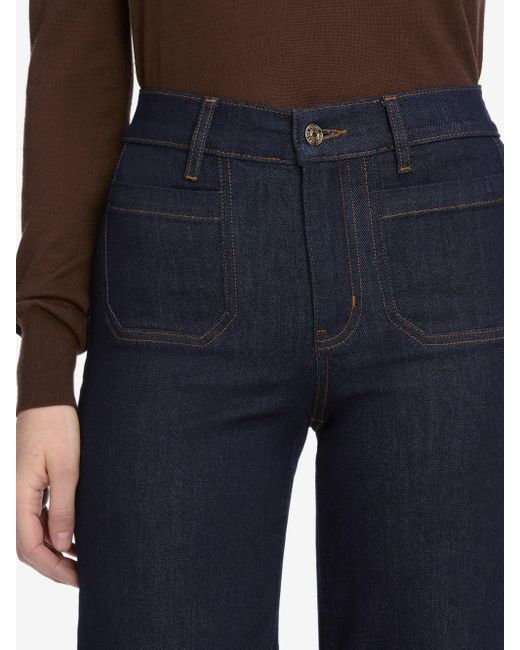 FRAME Le Slim Palazzo Long Modernist Pocket in Blue | Lyst